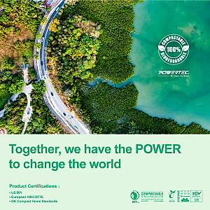 POWERTEC Compostable Bags, 2.6 Gallon (9.84 Liter), 100 Count, Extra Thick 0.71 Mil Kitchen Scrap Waste Bag, ASTM D6400 US BPI & European OK Compost Home Certified, Biodegradable Yard Waste Trash Bag