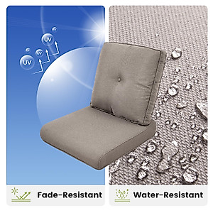 Patio Chair Cushions Set of 4 - Outside High Back Thick Water-Resistant Cushion 22x24 with Zipper Cover for Outdoor Glider Rocking Chairs Loveseat Couch – Grey/Button