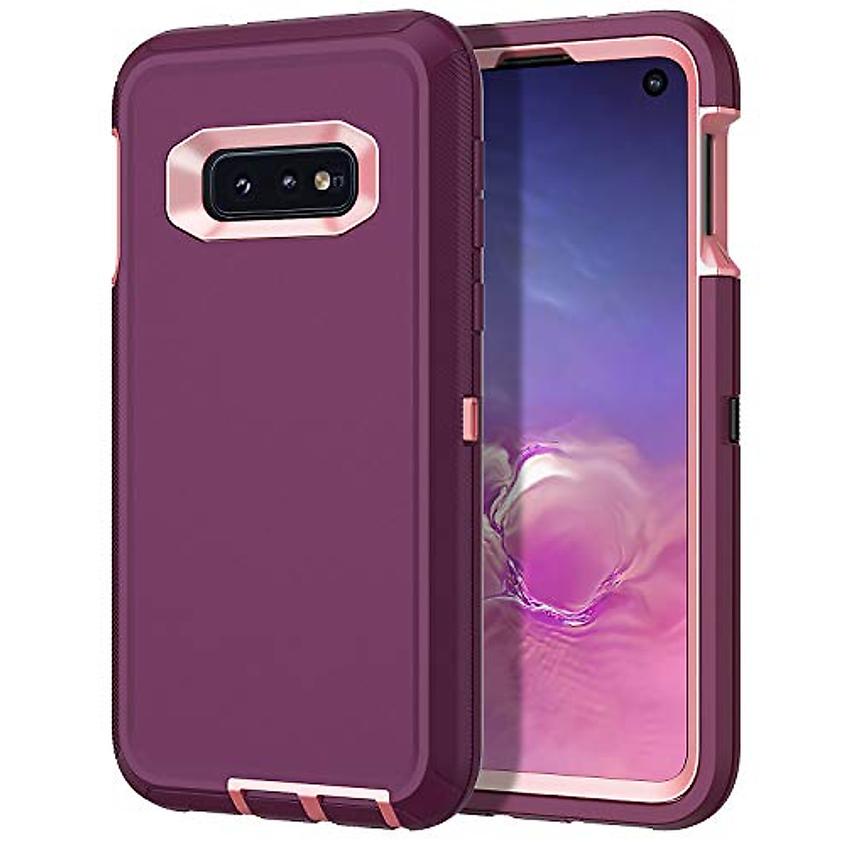 I-HONVA for Galaxy S10E Case Shockproof Dust/Drop Proof 3-Layer Full Body Protection [Without Screen Protector] Rugged Heavy Duty Durable Cover Case for Samsung Galaxy S10E, Purple/Pink