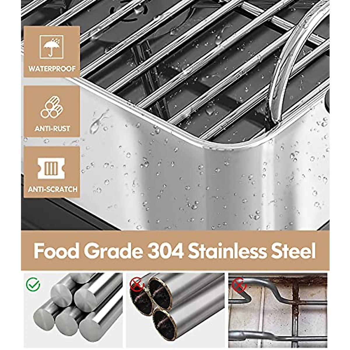 romision Dish Rack and Drainboard Set, 304 Stainless Steel 2 Tier Large Dish Drying Rack with Swivel Spout, Dish Strainer for Kitchen Counter with Utensil Holder, Cup Rack, Water Tray