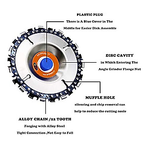 CZS Wood Carving Disc Grinder Shaping Disc Wood Grinding Wheel Woodworking Angle Grinder Attachment,Chain Disc & Coarse Disc,5/8" Arbor (1+1 Pack)