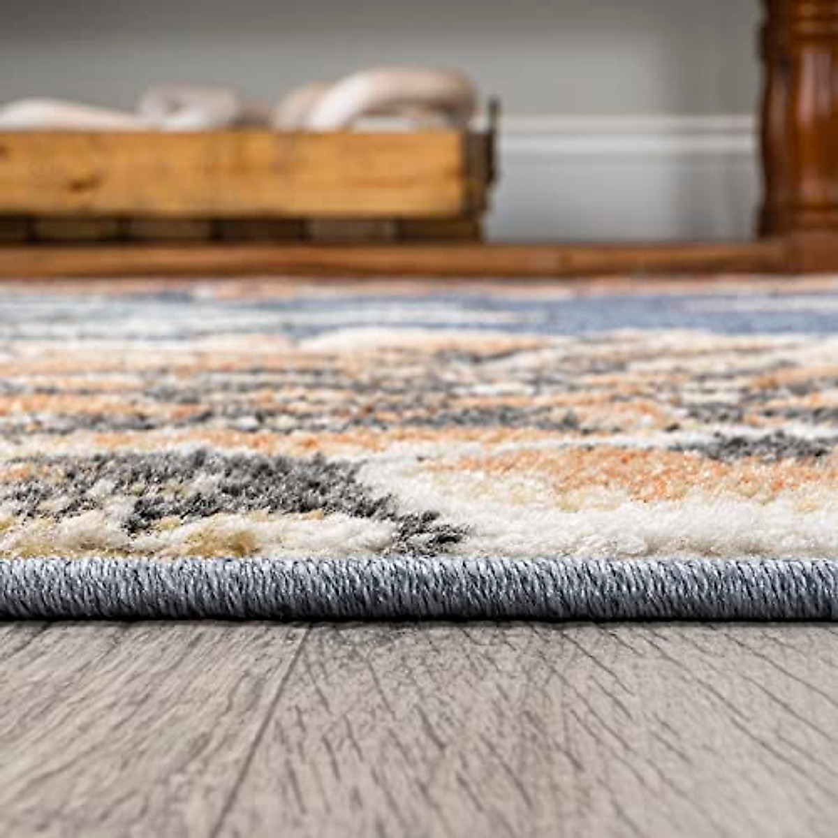 JONATHAN Y CTP202A-8 Giglio Modern Botanical Flower Indoor Area-Rug, Contemporary, Floral, Tropical Easy-Cleaning,Bedroom,Kitchen,Living Room,Non Shedding, Blue/Orange/Cream, 8 X 10