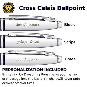 Dayspring Pens Personalized Cross Pen | Engraved Cross Calais Ballpoint Pen - Blue. Custom Gift Pen with Case AT0112-3 Engraving Shipped in One Business Day.