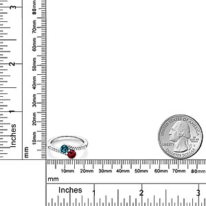 Gem Stone King 925 Sterling Silver Customized and Personalized Promise Love Bypass Birthstone Fashion Mothers Ring For Women (Size 8)