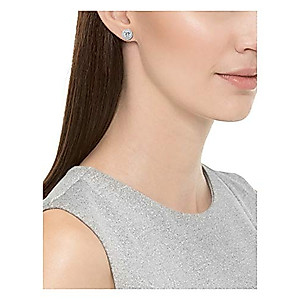 Amazon Essentials Sterling Silver Cubic Zirconia Halo Stud Earrings,Rhodium Over Sterling Silver, (previously Amazon Collection)