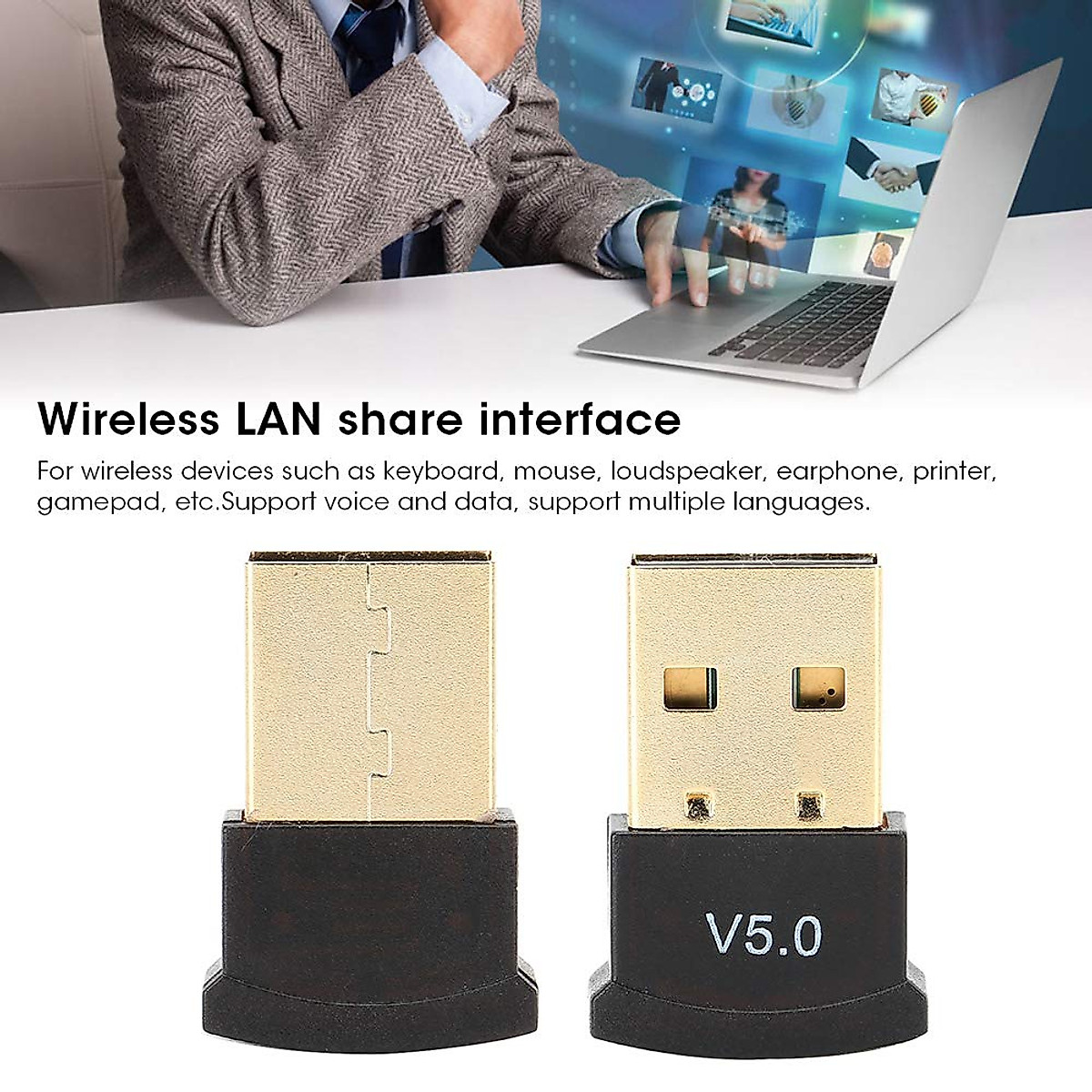 USB Bluetooth 5.0 Adapter Low Power Audio Music Stereo Receiver for TV Computer Laptop