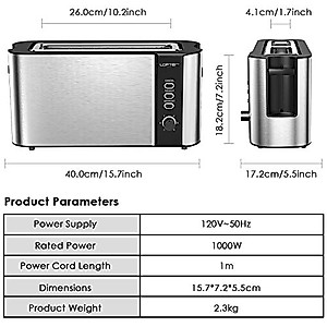 Long Slot Toaster, 2 Slice Toaster Best Rated Prime with Warming Rack, 1.7'' Extra Wide Slots Stainless Steel Toasters, 6 Bread Shade Settings, Defrost/Reheat/Cancel, Removable Crumb Tray, 1000W