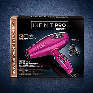 INFINITIPRO BY CONAIR 3Q Compact Electronic Brushless Motor Styling Tool/Hair Dryer, Pink