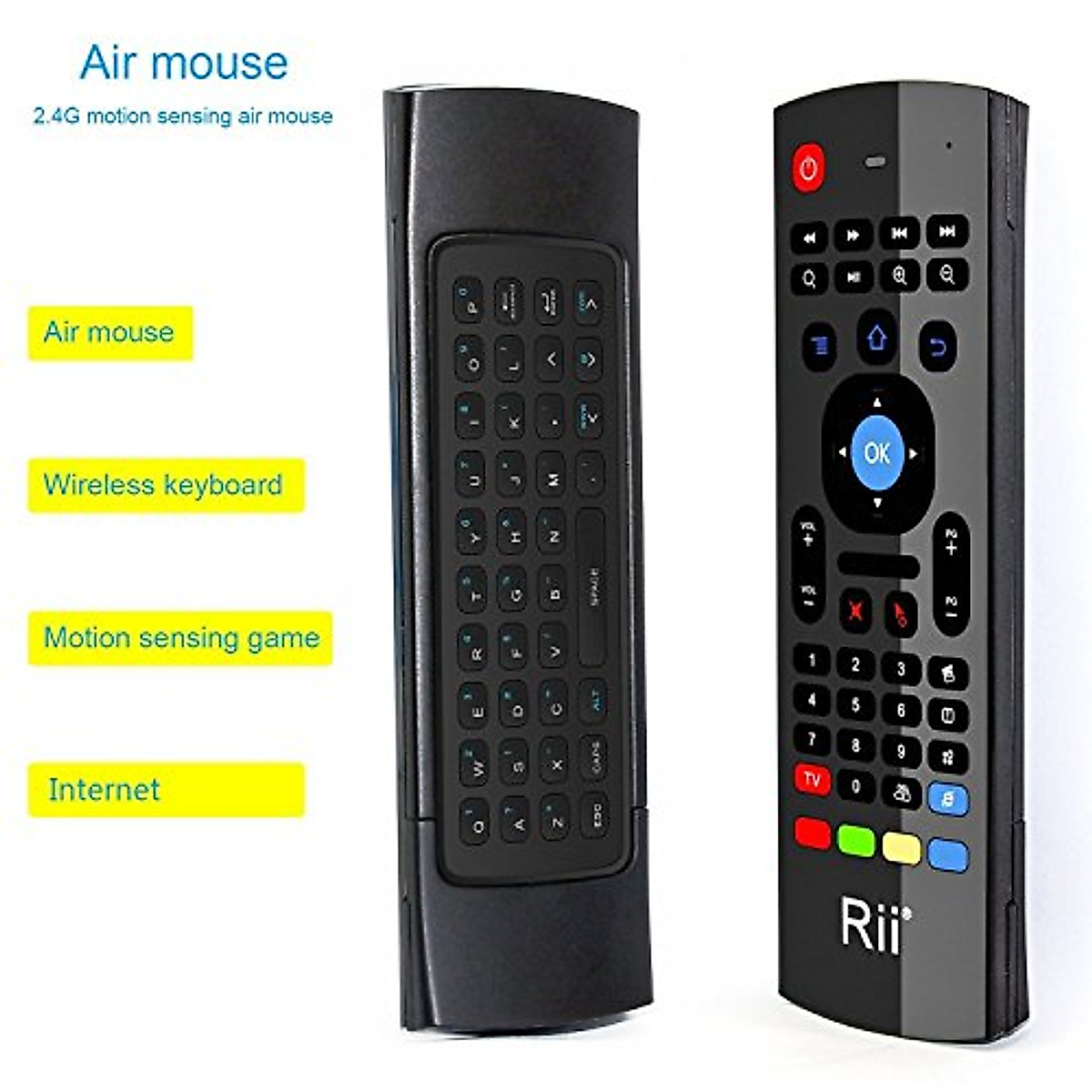 Rii MX3 Multifunction 2.4G Fly Mouse Mini Wireless Keyboard & Infrared Remote Control & 3-Gyro + 3-Gsensor for Google Android TV/Box, IPTV, HTPC, Windows, MAC OS, PS3