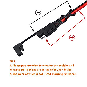 CERRXIAN 3.2FT 12V 14AWG Alligator Crocodile Clip to SAE Connector Quick Release Quick Disconnect Car Solar Power Charging Extension Cable,Black & Red C