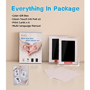 Zemiu Baby Handprint and Footprint XL Size Kit,2 Pcs Baby Handprint Ink Pads with Clean-Touch & 6 Imprint Cards Safe for Baby Keepsake,Pet Paw Print