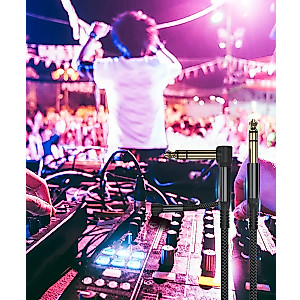 Elebase 1/4 Inch TRS Instrument Cable 20ft 2-Pack,Right-Angled to Straight 6.35mm Male Jack Stereo Audio Cord,6.35 Balanced Interconnect Line for Electric Guitar,Bass,Keyboard,Mixer,Amplifier,Speaker