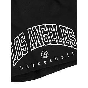 GORGLITTER Men's Graphic Cool Shorts Drippy Workout Designer Shorts Streetwear with Pockets Los Angeles Print Black Medium