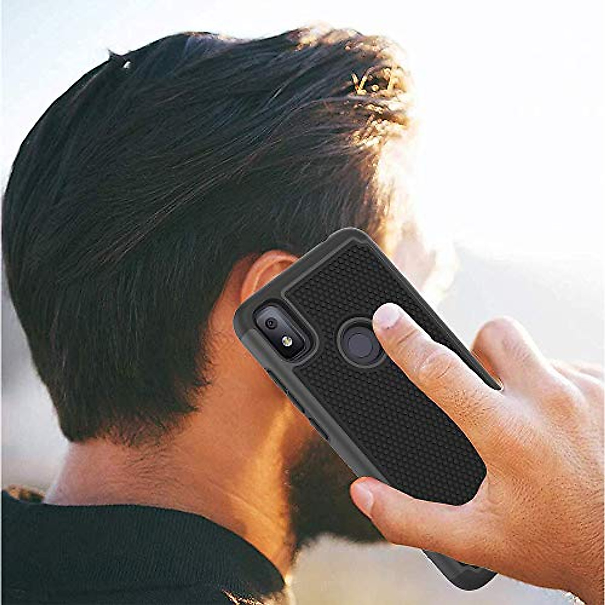 yuanming T-Mobile Revvl 4 Case,Revvl 4 Case,with HD Screen Protector [Shock Absorption] Hybrid Dual Layer TPU & Hard Back Cover Bumper Protective Case Cover for T-Mobile Revvl 4 (Black Armor)