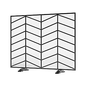 Fire Beauty Single Panel Handcrafted Wrought Iron Mesh Chevron Fireplace Screen, Fire Spark Guard for Living Room, Bedroom Décor
