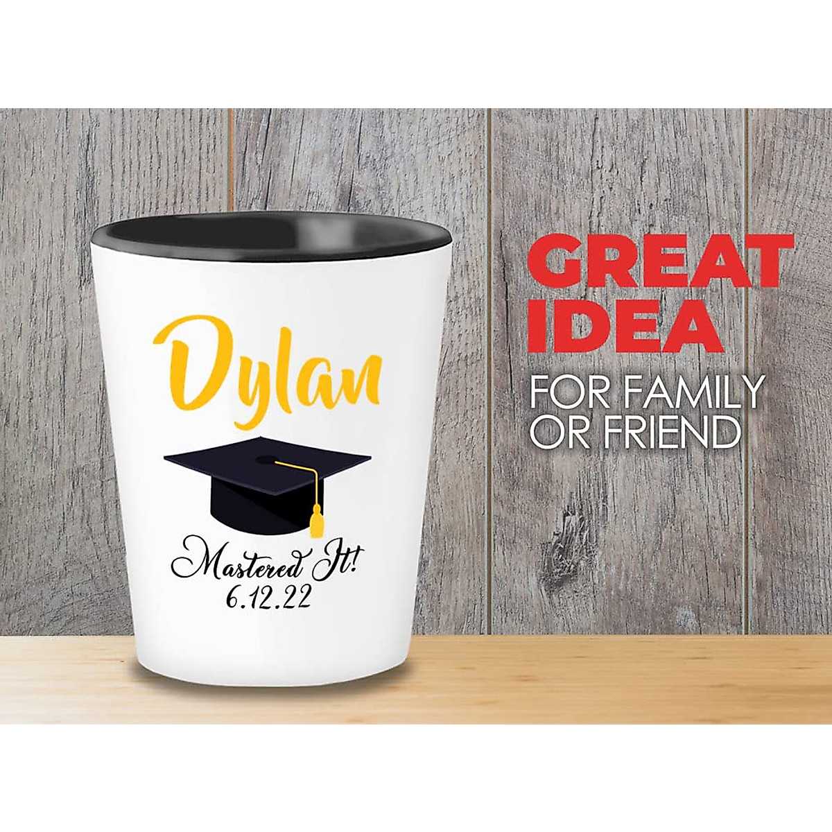 Bubble Hugs Custom Graduation 2021 - Graduation Cap Shot Glass 1.5 oz as Party Supplies, Graduation Decorations, School College