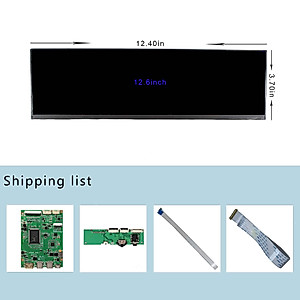 FanyiTek 12.6 inch 12.6" NV126B5M-N41 1920x515 eDP IPS LCD Screen with Type C USB C Mini HDMI Controller Board,for DIY PC Temperature Case