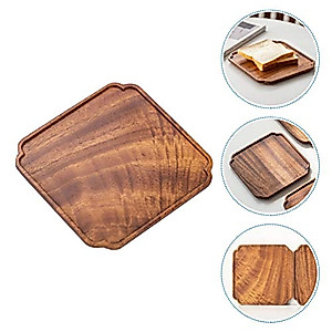 DOITOOL Wooden Serving Plate Decorative Wood Tray Square Wooden Food Serving Tray Food Service Platter Dish Table Decoration