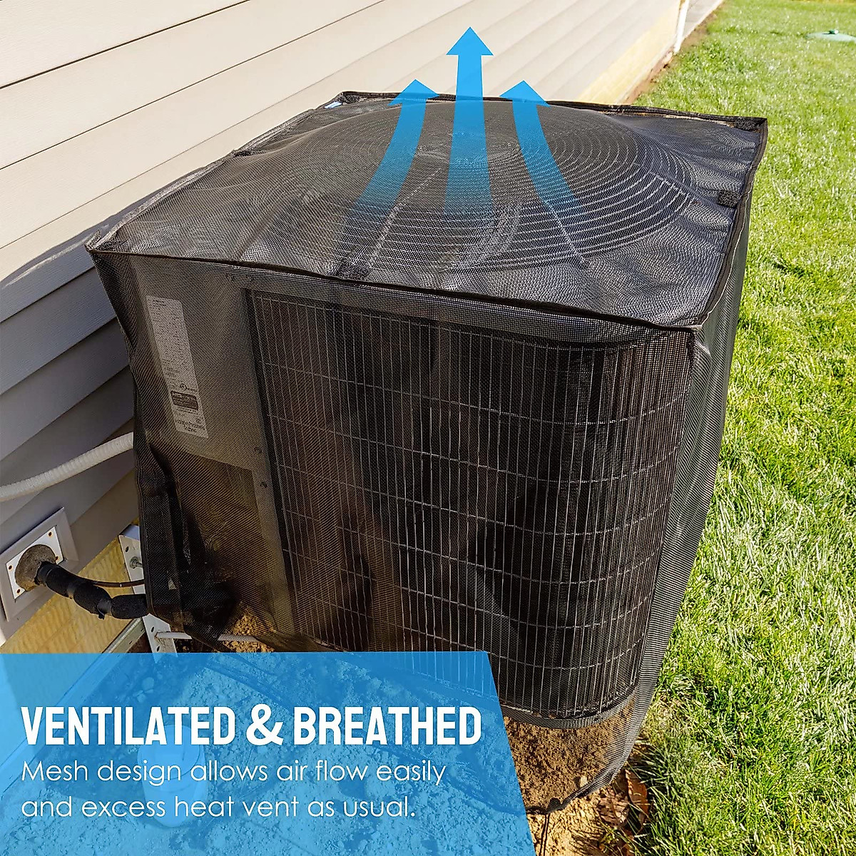 Joiish Air Conditioner Cover Full Mesh With Detachable Waterproof Top, Breathable & All Seasons, 28 x 28 x 32 Inch Outside Central AC Unit Protector Against Leaves, Weeds, Cottonwood and Debris