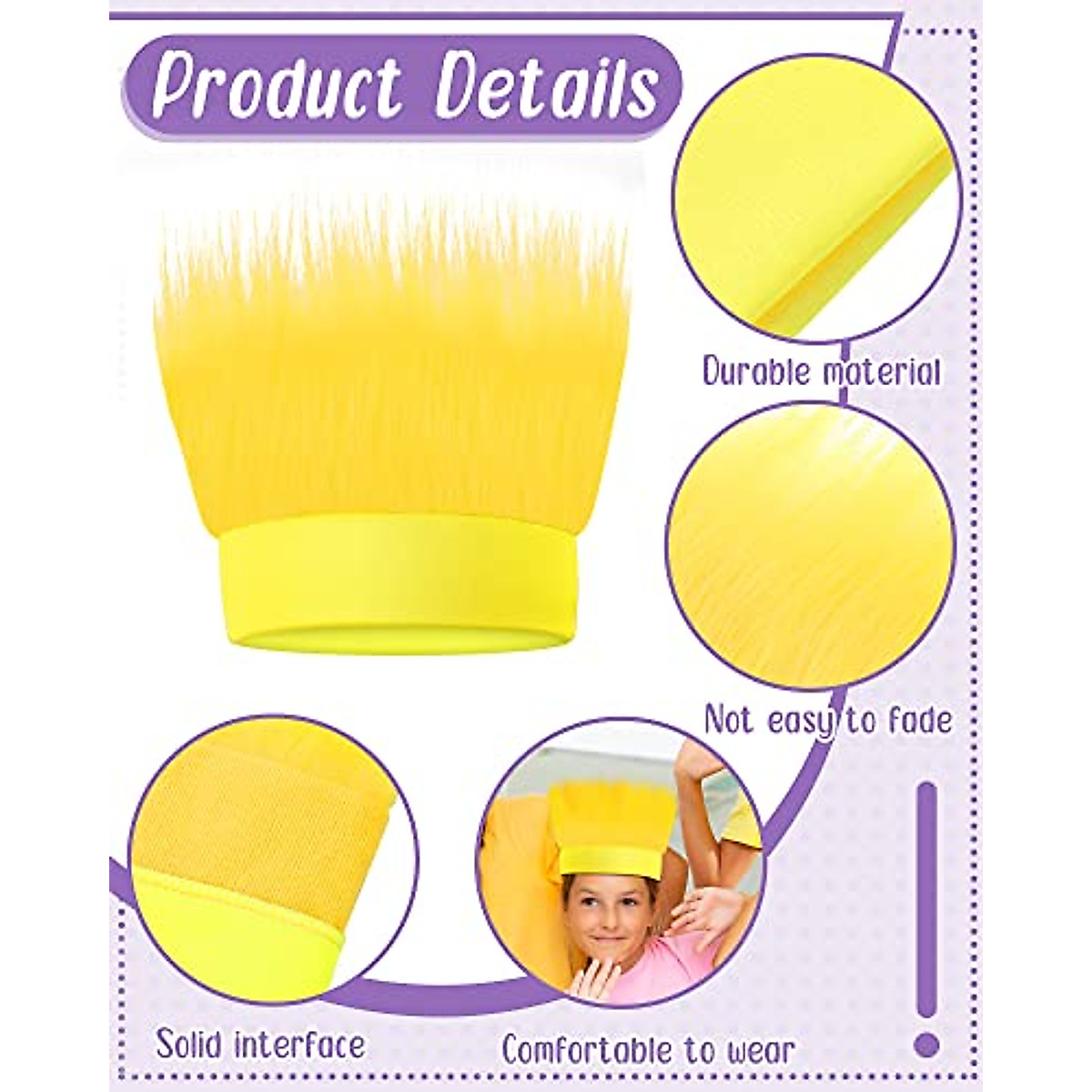 6 Pcs Hairy Headband Costume Headband Troll Crazy Hair Wig Accessories Head Decorations for Kid Adult Women Men Party Costume (Yellow)