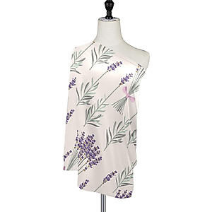 Blueangle Fresh Lavender Baby Car Seat Cover Canopy Stretchy Soft Nursing Breastfeeding Cover Multi-Use Breathable Stroller Cover