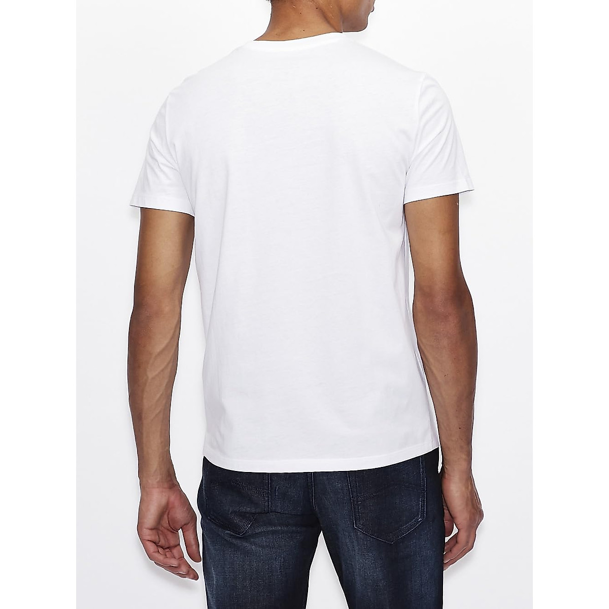 A｜X ARMANI EXCHANGE Men's Short Sleeve Milan New York Logo Crew Neck T-Shirt, White, L