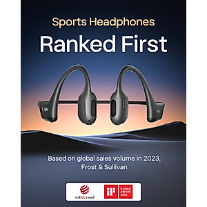 SHOKZ OpenRun Pro - Open-Ear Bluetooth Bone Conduction Sport Headphones - Sweat Resistant Wireless Earphones for Workouts and Running with Premium Deep Base - Built-in Mic, with Hair Band
