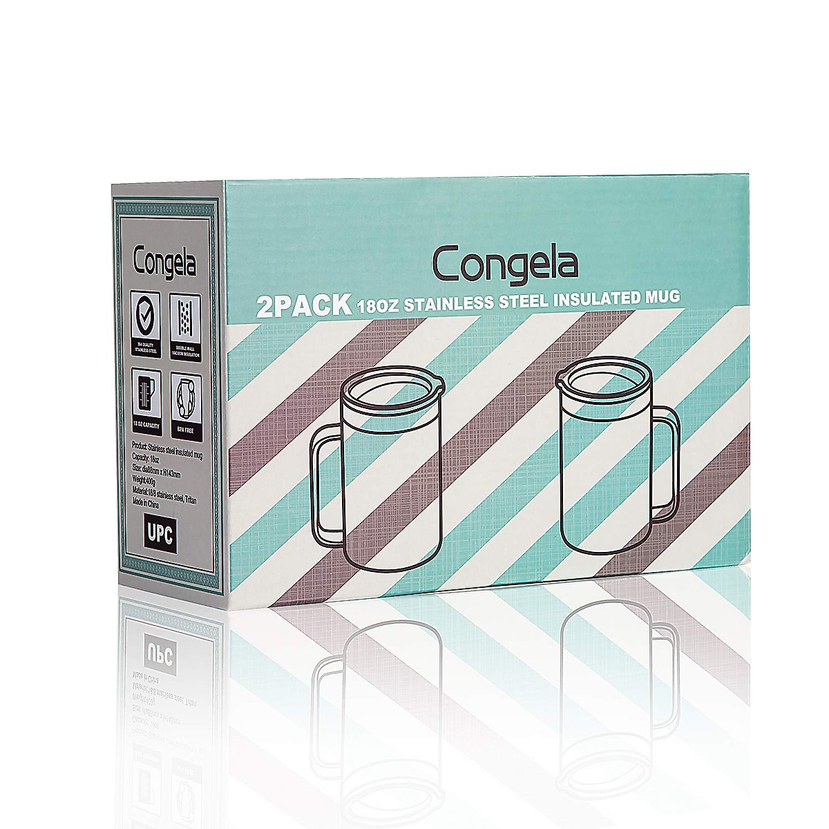 Congela 18oz stainless steel insulated coffee mugs with handle, double wall stainless coffee mugs, coffee tumblers 2Pack (Forest+Desert Sage,18oz 2Pack)