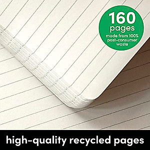 PAPERAGE Recycled Lined Journal Notebook, (Black), 160 Pages, Medium 5.7 inches x 8 inches - 100 gsm Thick Paper, Hardcover