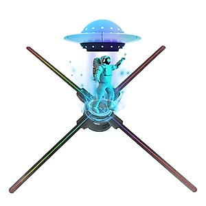 3D Hologram Fan, Hologram Fan 25.6" Holographic Fan Display App/Pc WiFi Real-Time Projection, Bluetooth Hologram Projector, Multiple Splicing, Suitable for Exhibitions, Shops, Bar