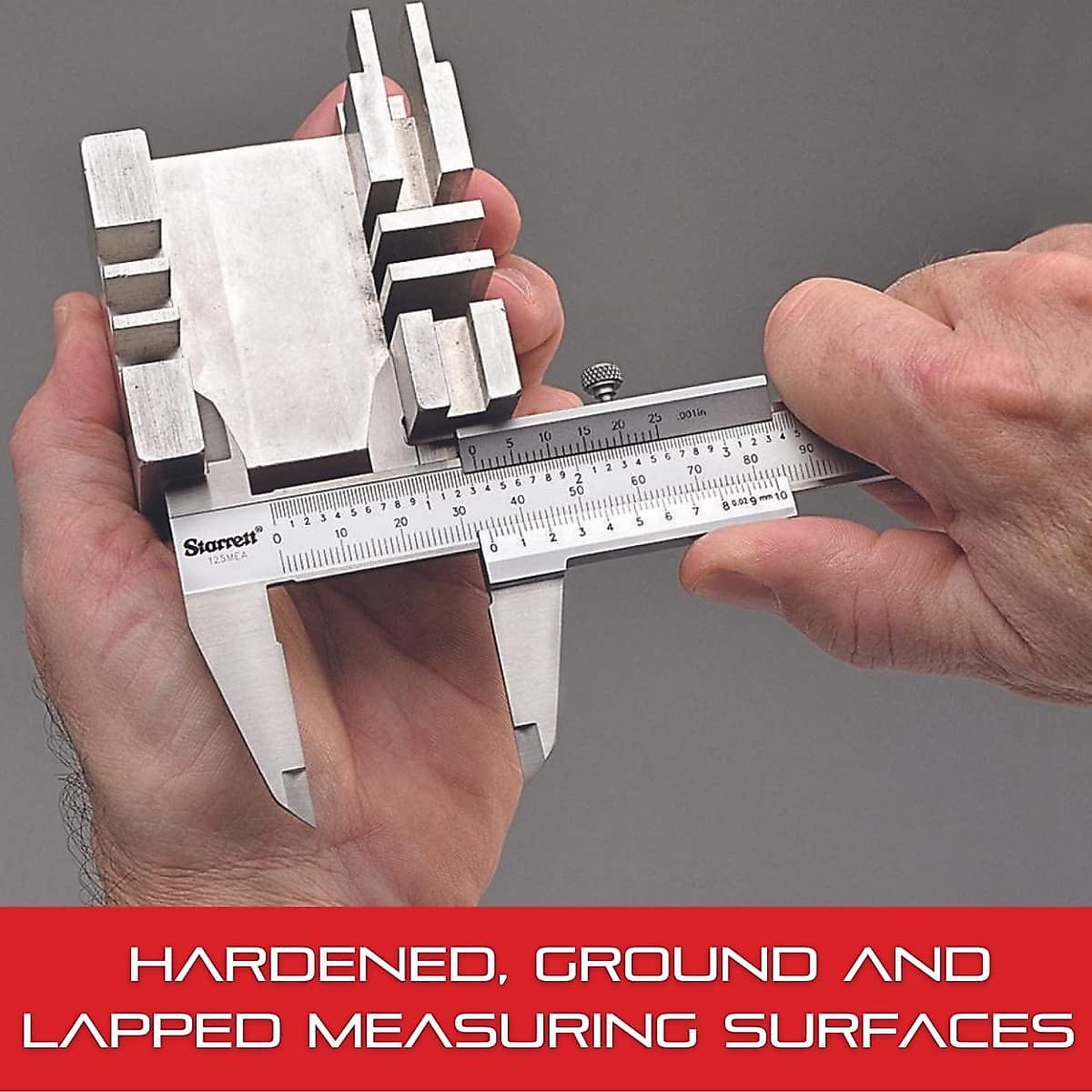 Starrett Master Vernier Caliper with Hardened Stabilized Bars, Satin Chrome Finish and Screw-Type Adjusting Spring Nut - 0-12" Range, .001" Graduations - 123Z-12