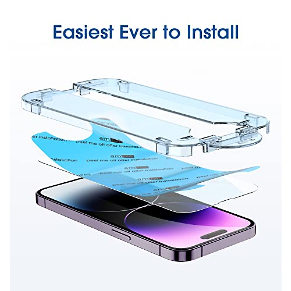 amFilm OneTouch Glass Screen Protector for iPhone 14 Pro 6.1 Inch 2022 with Camera Lens Protector, Easiest Installation, Dynamic Island Compatible, Bubble Free, Tempered Glass, 2+2 Pack