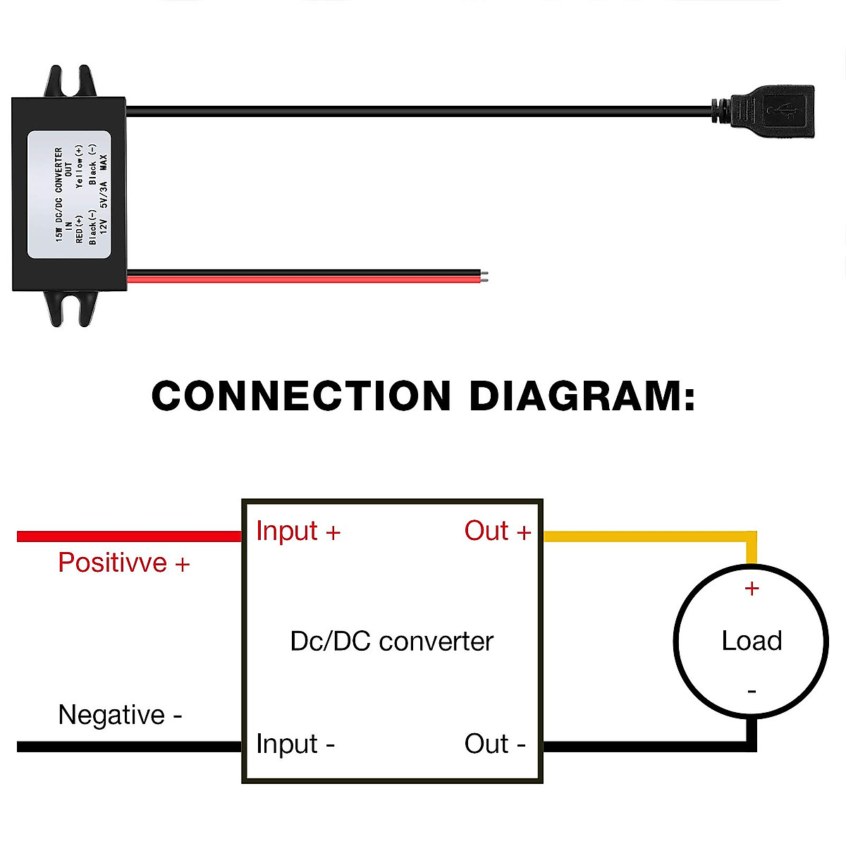 Weewooday 12v to 5v Dc Converter Buck Module USB Output Power Adapter Dc Car Power Converter Regulator(1 Piece)