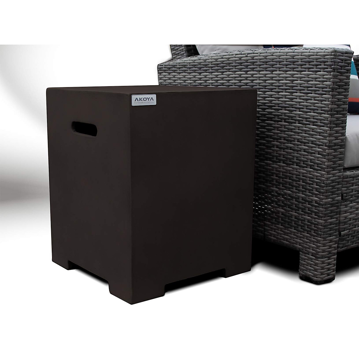 AKOYA Outdoor Essentials 20-Pound Propane Tank Hideaway for Fire Tables in Espresso Brown