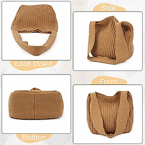 KUANG! Women's Hand Crocheted Tote Shoulder Bags Large Shopping Bag Handbag Plush Knitting Satchel Purses Travel Handbag