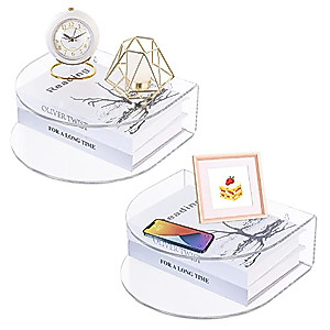 HMYHUM Acrylic Floating Nightstand Set of 2, Wall Mounted Bedside Table for Bedroom, Hanging, 8 lbs Load, 10.5" L x 10 "W x 4" H, Clear