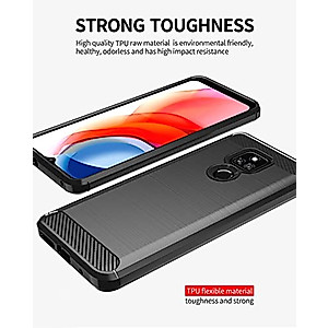 yuanming Compatible with Moto G Play 2021 Case,with HD Screen Protector,Shock-Absorption Flexible TPU Bumper Cove Soft Rubber Protective Case for Motorola Moto G Play 2021 (Black Brushed TPU)