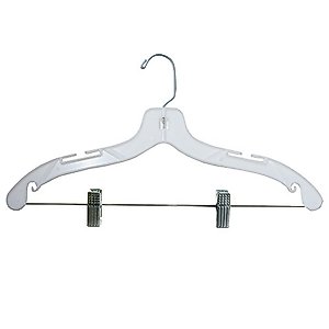 NAHANCO 1500RCHU Plastic Suit Hanger with Metal Swivel Hook and Pinch Clips, Heavy Weight, 17", White (Pack of 25)