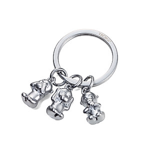 TROIKA THREE MONKEYS – KR17-18/MA – Keyring – emoji monkey – 3 monkeys – See no evil, hear no evil, speak no evil. – keychain, key chain – cast metal– matt – chrome plated – silver – TROIKA-original