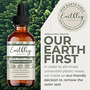 Earthley Wellness, Teeth Tamer, Natural Teething Relief, Soothes Drooling and Irritability due to Teething or Toothaches, Pure, Organic Ingredients, Improved Label, New Larger Size (1.69 oz)