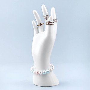Framendino, Female Mannequin Hand Jewelry Display Holder Stand for Bracelet Necklace Ring Plastic (White, 2 Pack)