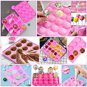 Makmeng 454Pcs Cake Pop Maker Kit - Silicone Cake Pop Set with 3 Tier Cake Pop Stand, Cake Pop Molds, Chocolate Candy Melting Pot, Lollipop Sticks and Decorating Pen - Kids Baking Gifts Set for Kids