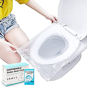 50 Pack Disposable Plastic Toilet Seat Cover Non Slip Individually Wrapped for Travel Perfect for Potty Training Ideal for Adults