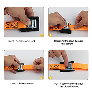 JCHL Sturdy 20-foot-by-1-inch Tie Down Strap Lashing Strap Cargo Tie-Down Strap Padded Cam Lock Buckle 1000lbs Capacity (4-Pack)