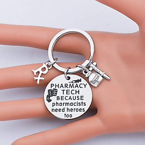 KUIYAI Pharmacy Tech Because Pharmacists Need Heroes Too keychain(Pharmacy Tech KS)