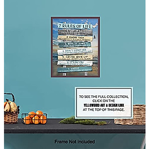 Inspiration Motivation Wall Art & Decor - 7 Rules Of Life Motivational poster 8x10 - Inspirational Gift for Woman Men - Positive Quotes Saying - Home Office Bedroom Living Room Beach House Wall Art