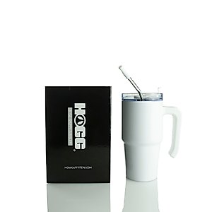 Hogg 20oz Sublimatable Grippy Tumbler with Removable Handle, Lid, and Stainless Steel Straw, DIY, Customizable, Double Wall Insulated Tumblers (White)