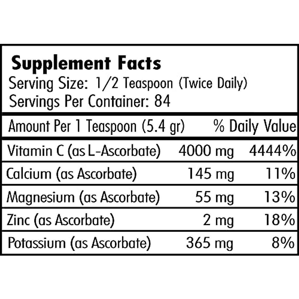 C-Salts Buffered Vitamin C Powder 4000mg, High Dose Vitamin C Supplement Drink, No Sodium, Ascorbate Megadose For Sensitive Stomachs, Corn Free Non-GMO Vegan Antioxidant Immune Energy Support 8oz