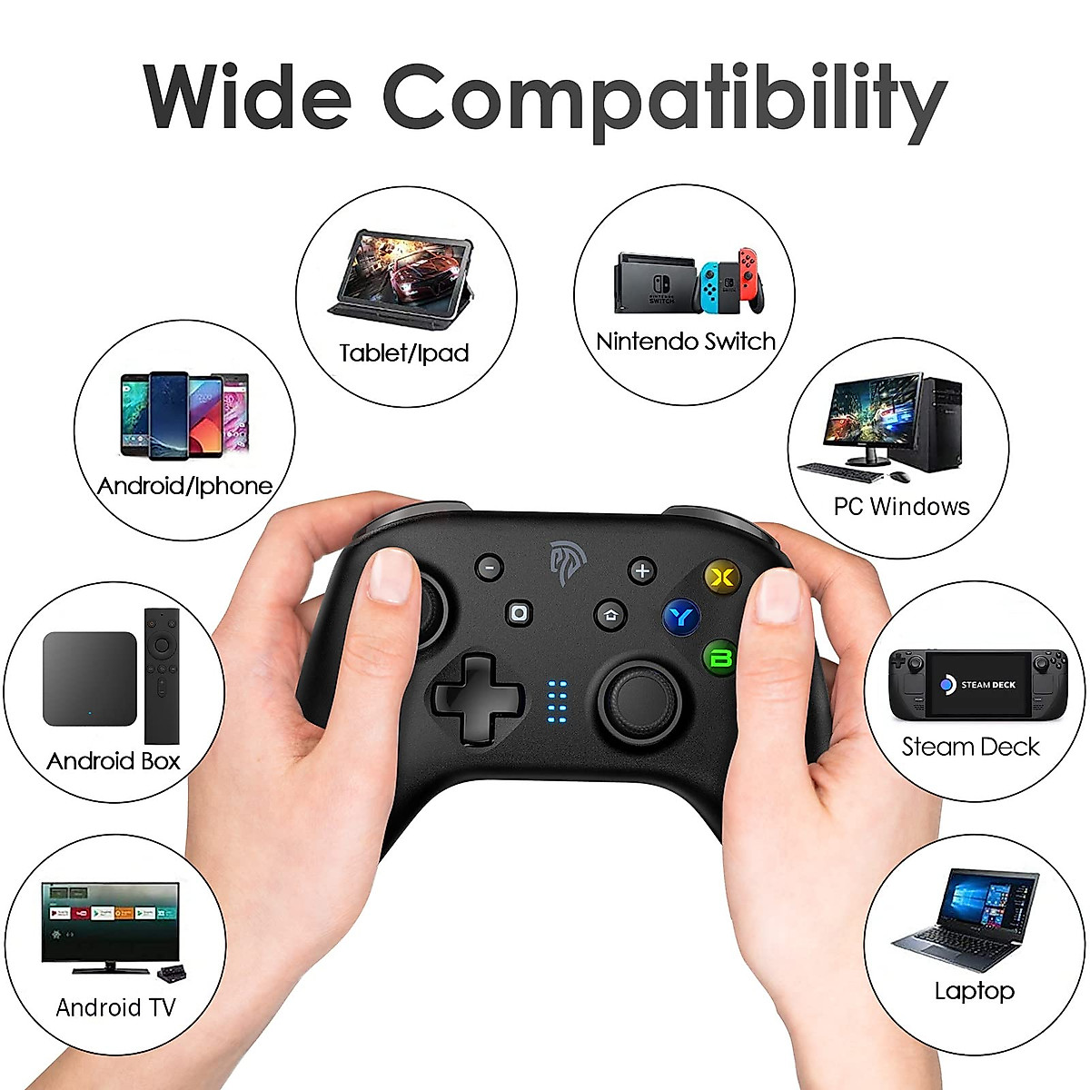 EasySMX Bluetooth Game Controller for Switch/PC/iPhone/Android,Switch Pro Controllers with Phone Clip,Wireless Remote Gamepad with Led Light/Programmable/Motion Control/Vibration/Turbo/Wakeup