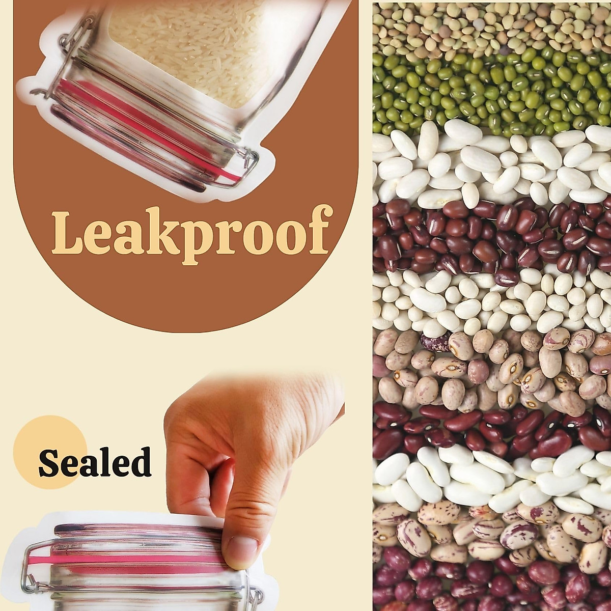 laffeya 30pcs Mason Jar Bags, Portable Christmas Cookies Nut Candies Saver Storage Bags, Reusable Snack Storage Bags, Candy Zipper Sealed Bags